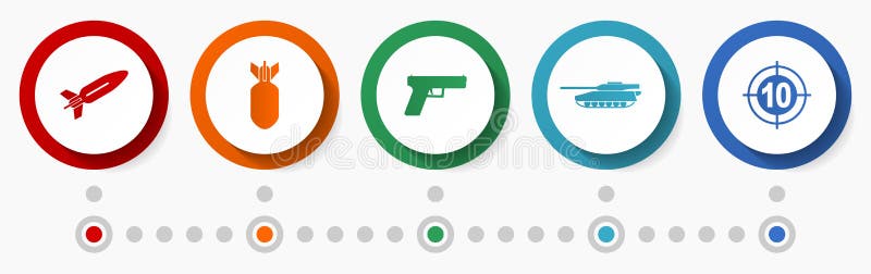 War Vector Icon Set, Army Concept Flat Design Web Buttons, Military ...