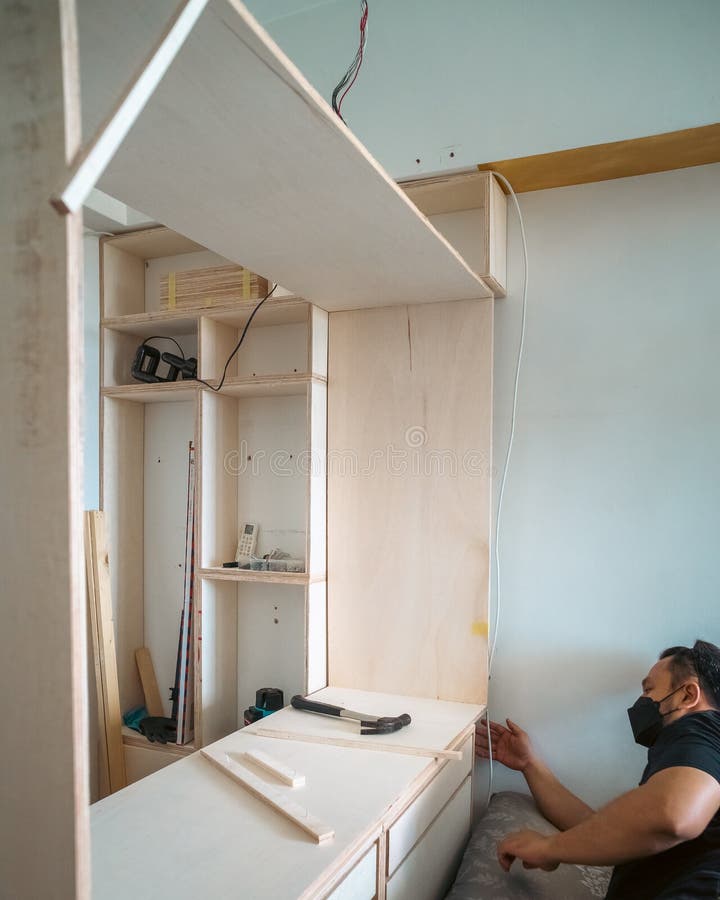 Wardrobe Assembly in Progress. DIY at Home Stock Photo - Image of craft ...