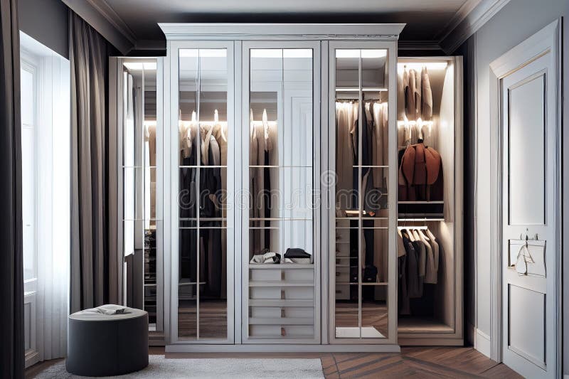 Wardrobe with closing stock illustration. Illustration of shelf - 280912690