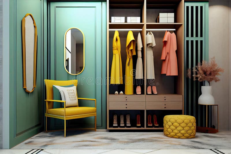 Wardrobe with closing stock illustration. Illustration of stylish ...