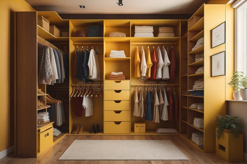 Wardrobe with Clothes and Accessories. Generative Ai Stock Illustration ...