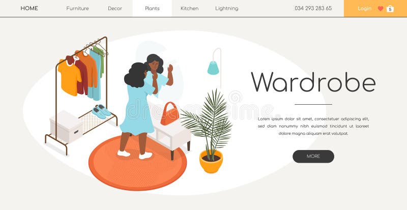 Wardrobe and Clothes - Modern Colored Isometric Web Banner Stock Vector ...