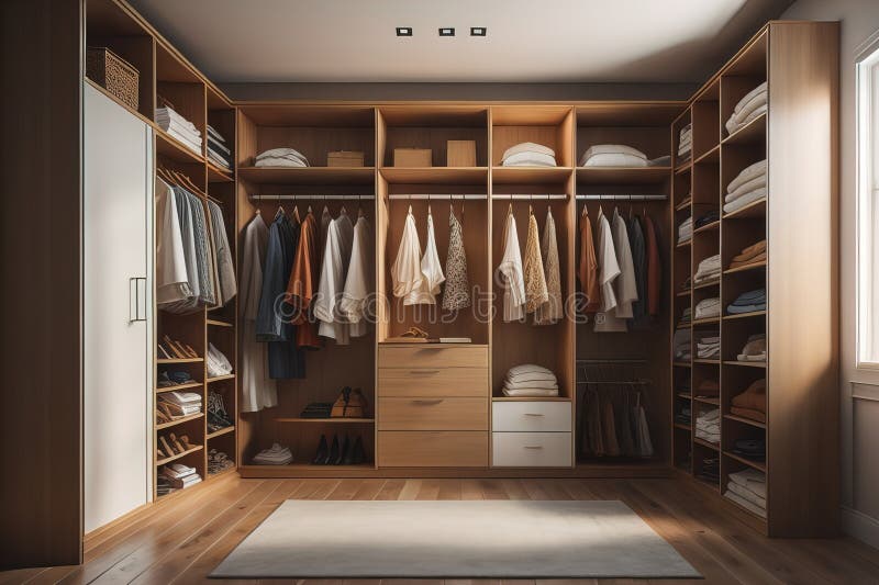 Wardrobe with Clothes in the Room. Toned Image Stock Illustration ...