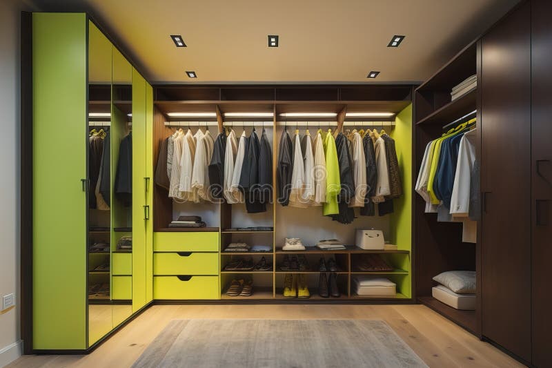Wardrobe with Clothes in the Room. Toned Image Stock Illustration ...