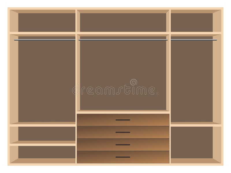 Empty Wardrobe with Shelves - Vector Illustration Stock Illustration ...