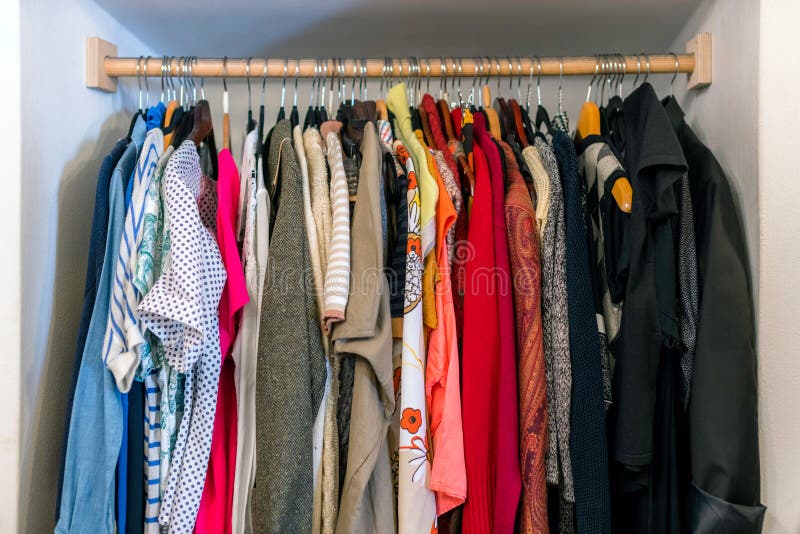 Wardrobe Full of Different Color, Material and Texture Clothes, Stock ...