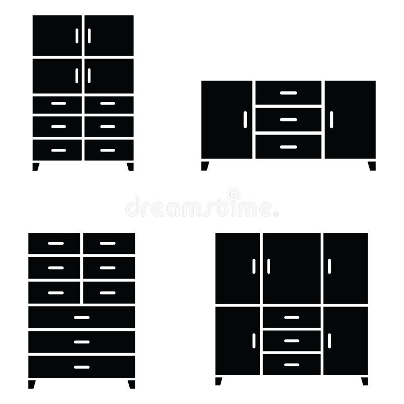 Wardrobe icon set stock vector. Illustration of cabinet - 102701394