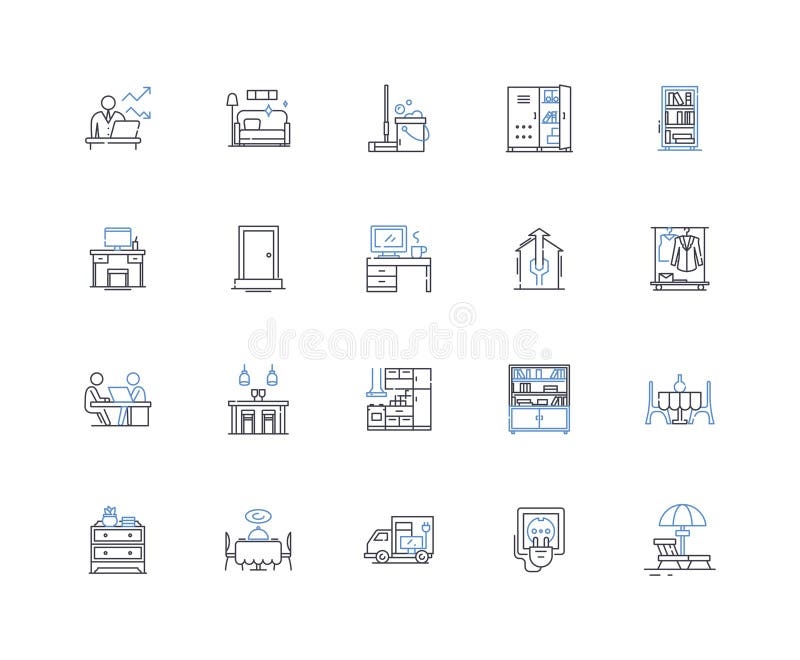 Wardrobe Line Icons Collection Hanger Closet Dresser Wardrobe