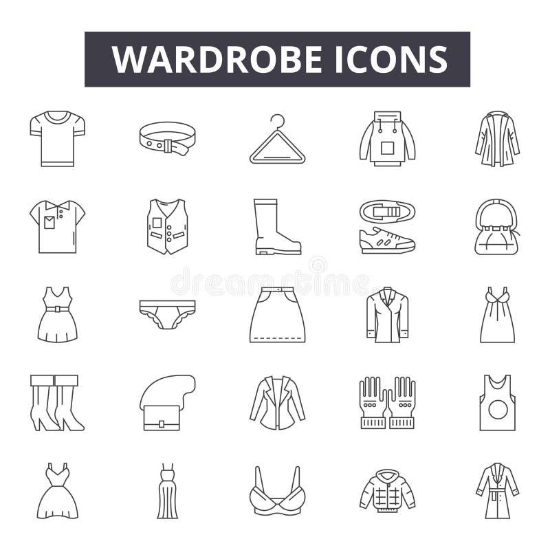 Wardrobe Line Icons, Signs, Vector Set, Linear Concept, Outline ...