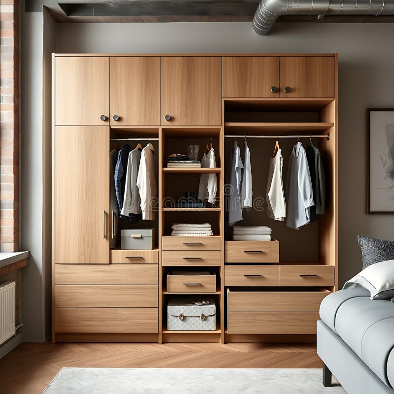 A Wardrobe with a Minimalist Design Featuring Clean Lines Open ...