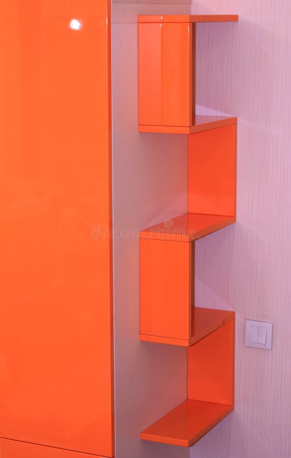 Wardrobe Orange with Shelves Stock Image - Image of home, metal: 170318229