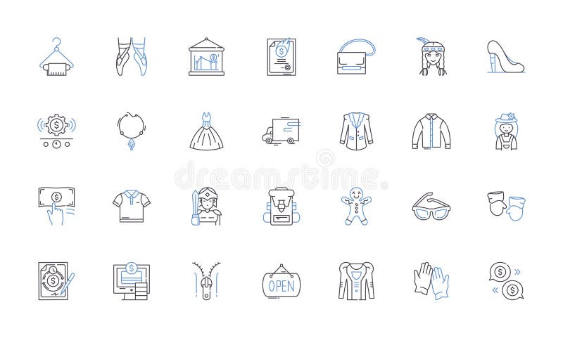 Wardrobe Production Line Icons Collection Fabric Design Pattern
