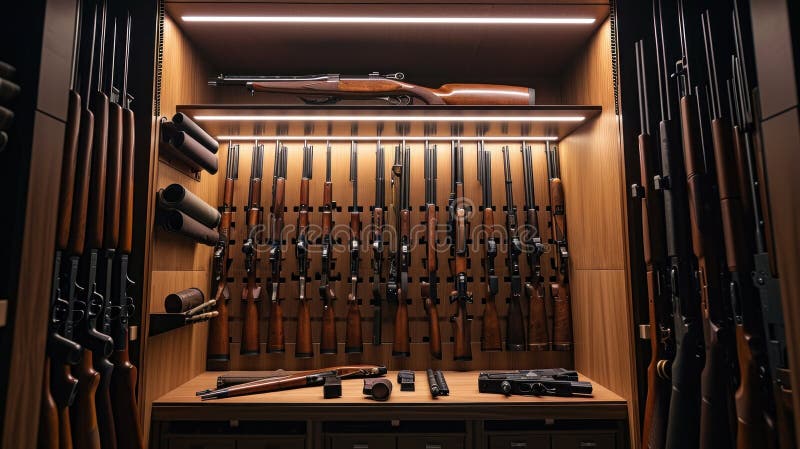 Wardrobe for Weapons. Safe Storage of Guns Stock Photo - Image of firearm, weaponry: 332871806