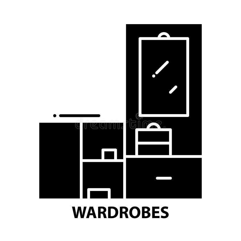 Wardrobes Icon, Black Vector Sign with Editable Strokes, Concept ...