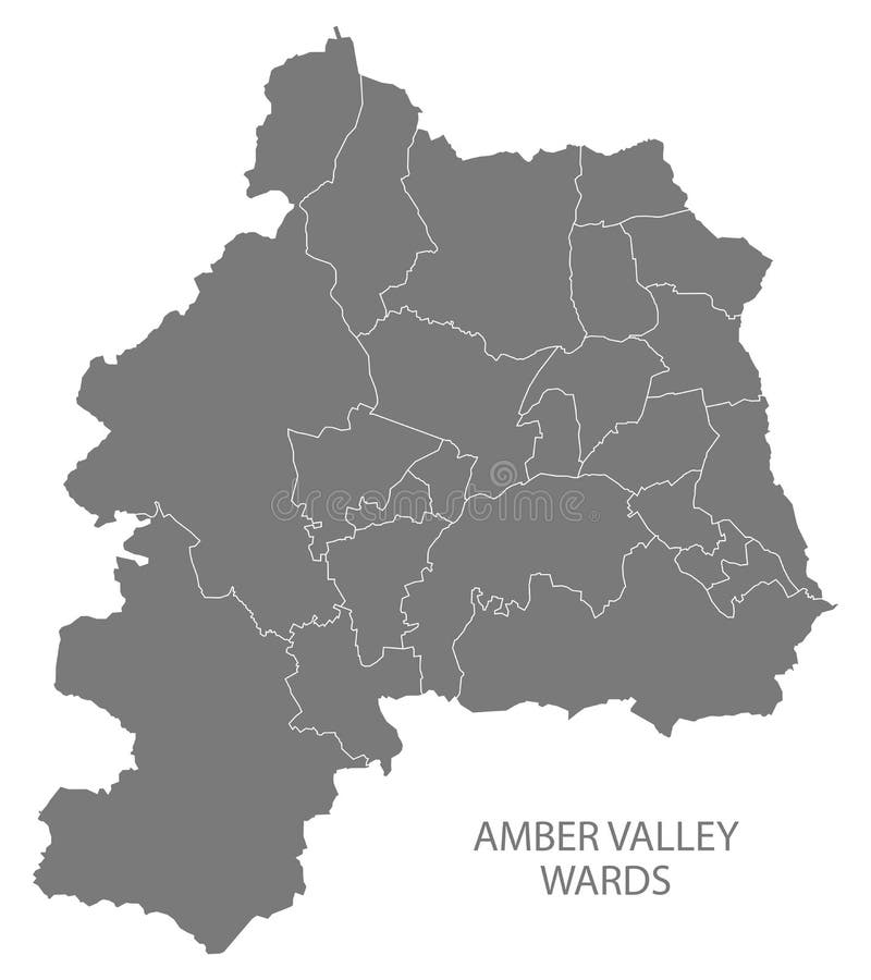 Wards Map of Amber Valley District in East Midlands England UK Gray ...