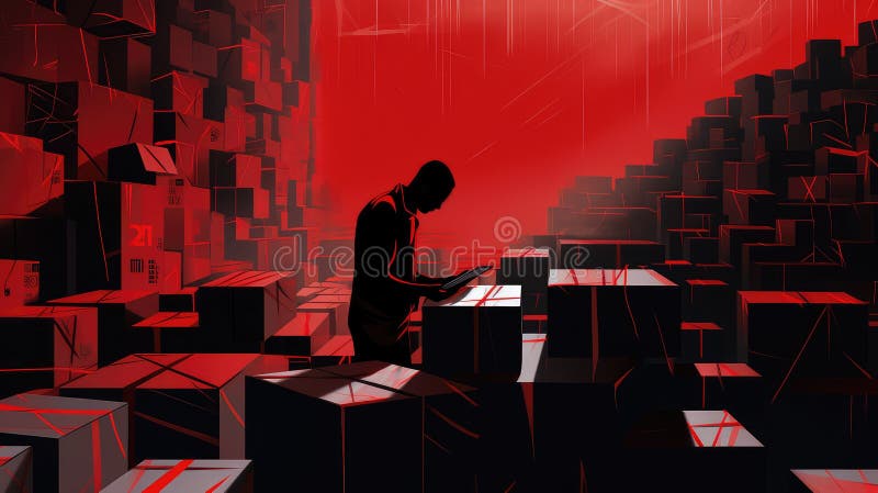 Warehouse Abstract Background Red and Black Stock Illustration ...