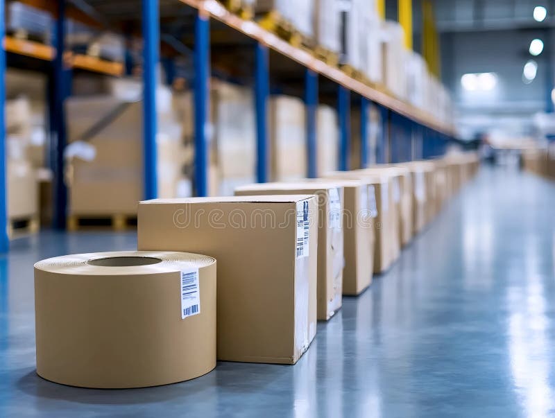 Warehouse Inventory Cardboard Boxes and Roll Stock Stock Illustration ...