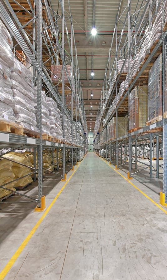 Warehouse Aisle stock image. Image of depot, industrial - 152928611