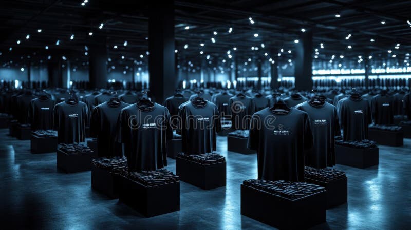 Warehouse Apparel Stacks, Dark Clothing Stock Photo - Image of clean ...