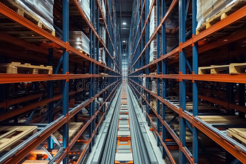 Warehouse with Automated Storage Systems. Stock Photo - Image of shelf ...