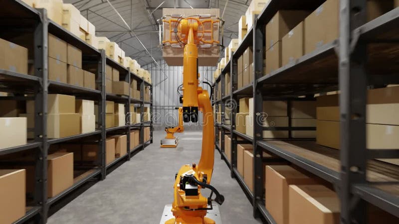 Warehouse Automatic Robots Loading And Unloading Of Boxes And Goods