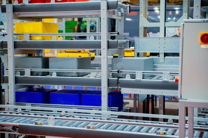 Warehouse Automation. Automated Conveyor Lines with Robotic Manipulator ...