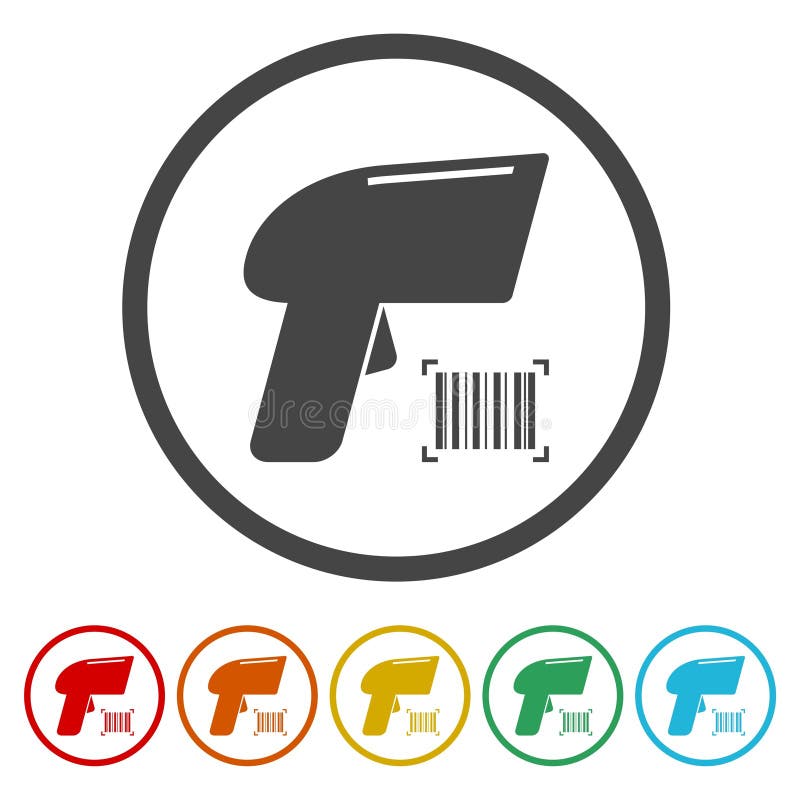 Warehouse Barcode Scanner Icon. Set Icons in Color Circle Buttons Stock Vector - Illustration of ...
