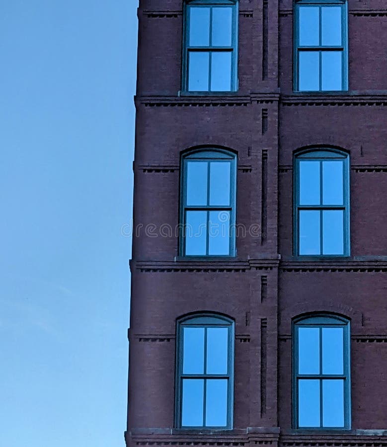 Warehouse with Blue Windows Stock Photo - Image of architecture ...
