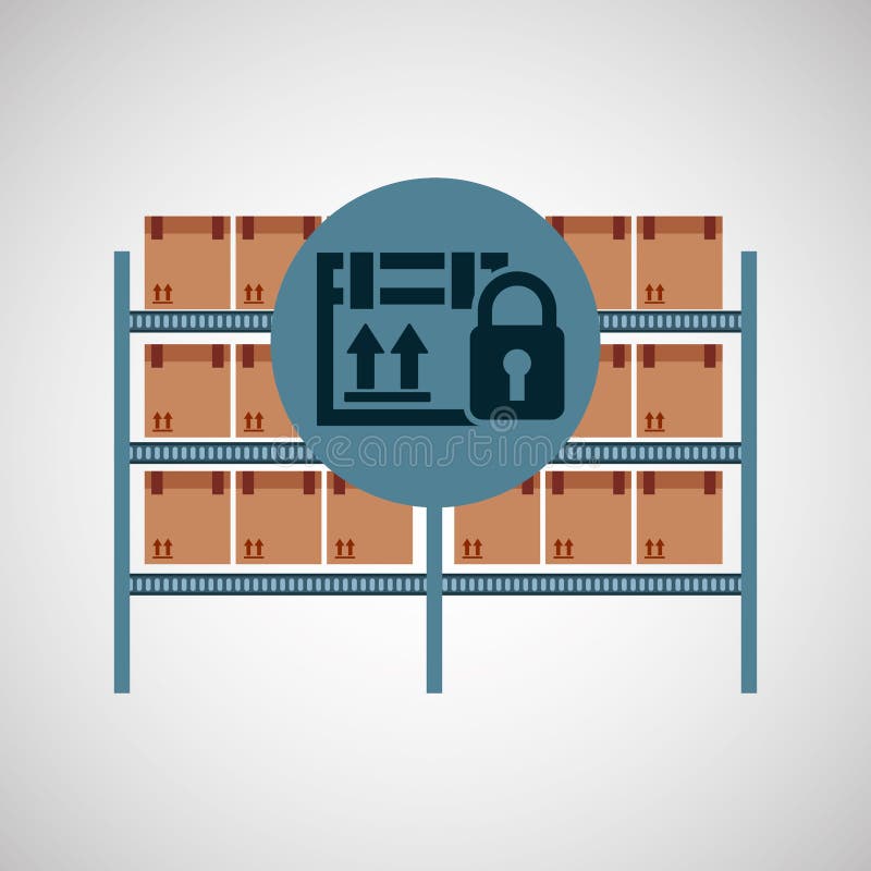 Warehouse Box Padlock Security Icon Stock Vector - Illustration of auto ...