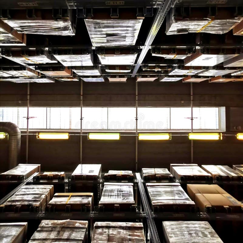 Warehouse of Boxed Objects Inside Day Stock Image - Image of objects ...