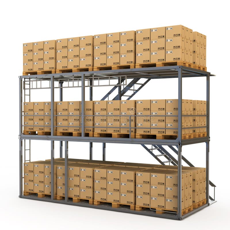 Warehouse with boxes stock illustration. Illustration of chief - 24475119
