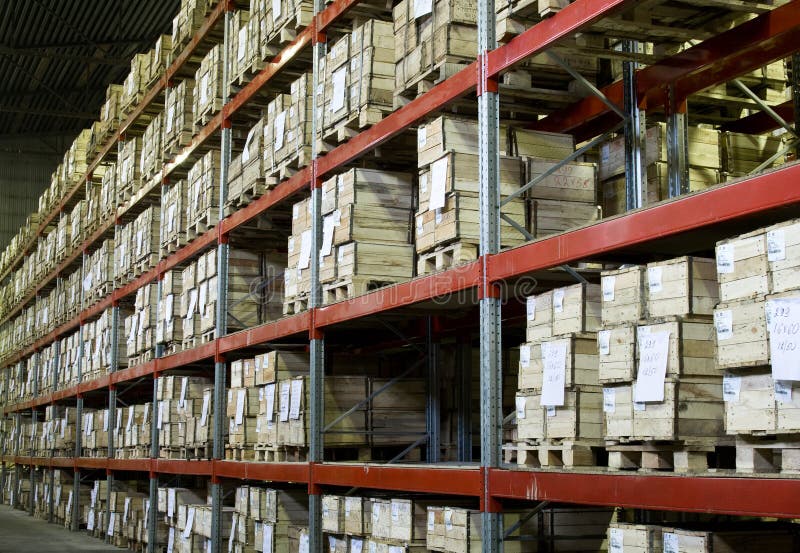 Warehouse with boxes stock image. Image of indoors, pallet - 5316947