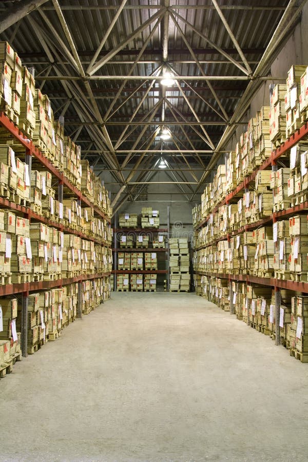 Warehouse with boxes stock image. Image of indoors, pallet - 5316947