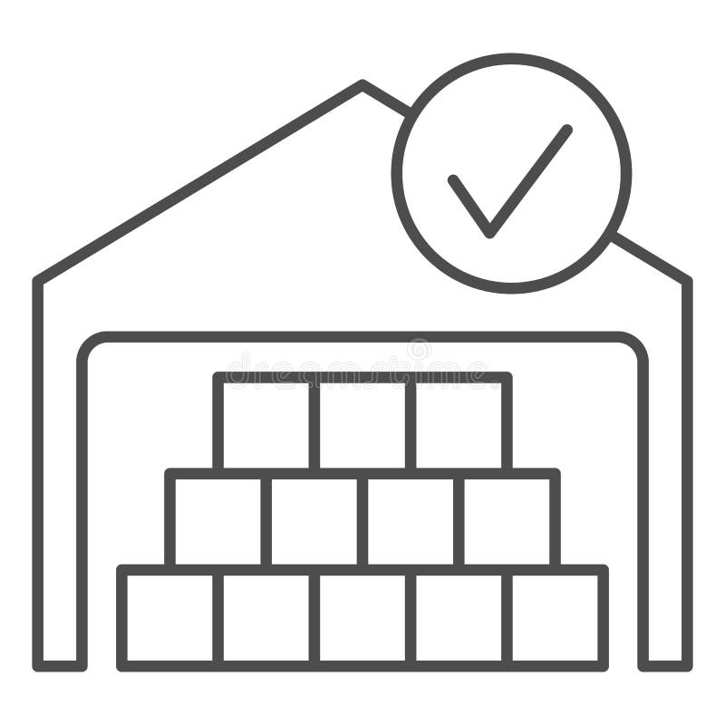 Warehouse, Boxes, Checkmark, Cargo Thin Line Icon, Security Check ...