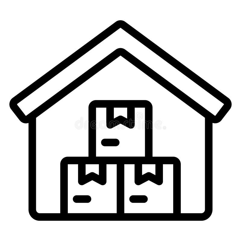 Warehouse with Boxes Line Icon, Delivery Concept. Vector Graphics Stock ...