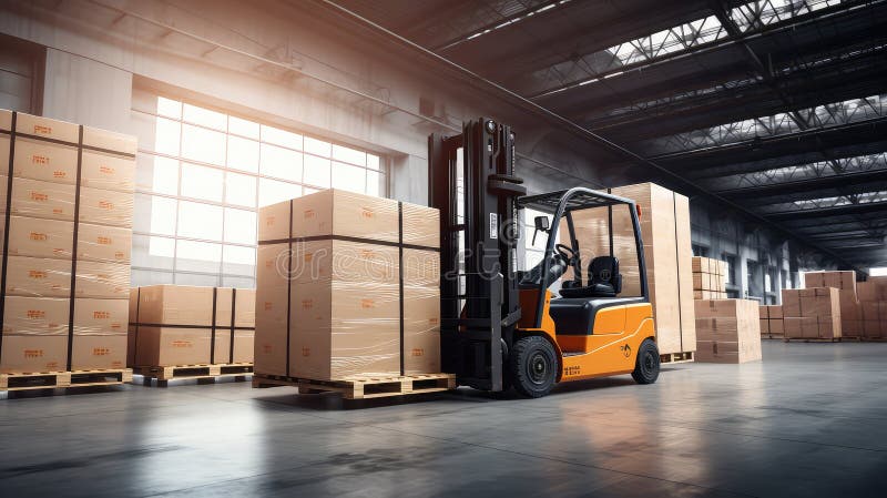 Warehouse boxes on pallet stock illustration. Illustration of crates ...