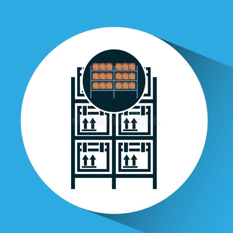 Warehouse Boxes on Racks Icon Stock Vector - Illustration of load ...
