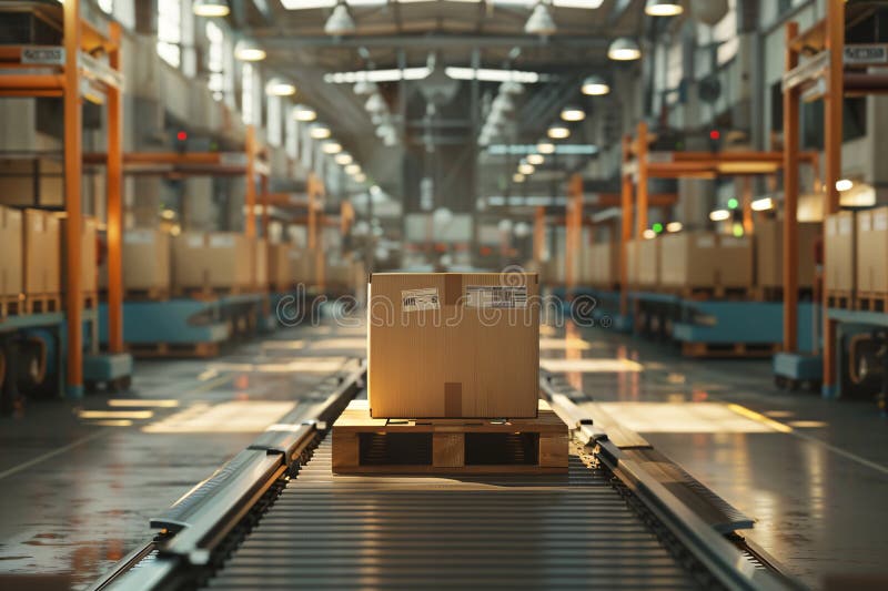 Warehouse with Boxes. Warehouse Working on Production Line Stock ...