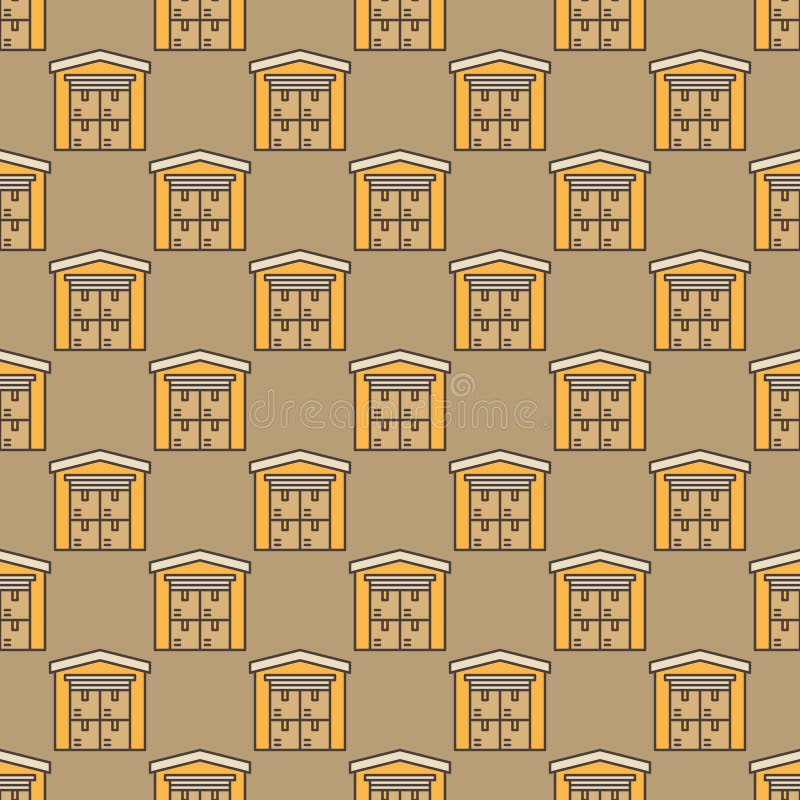 Warehouse Building with Boxes Vector Concept Colored Seamless Pattern ...
