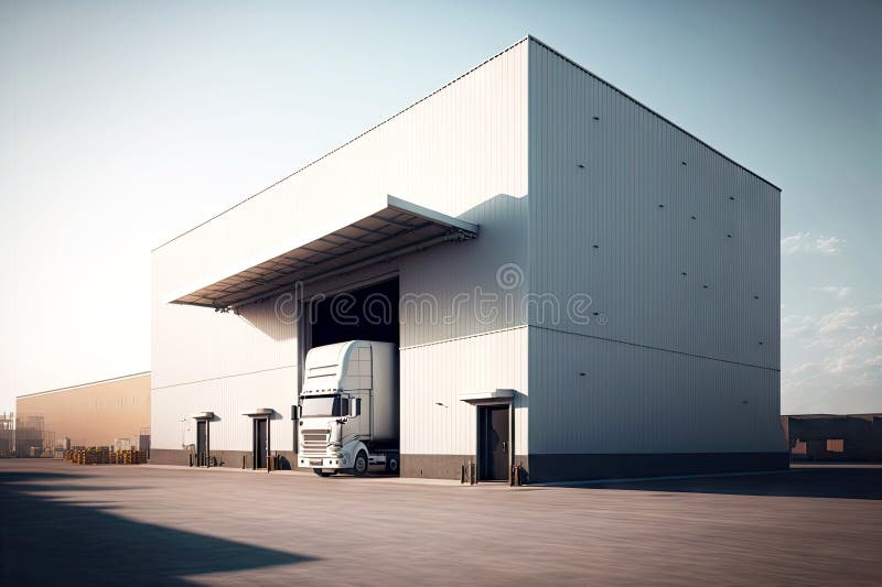 Warehouse Building for Cargo Storage Outside View Stock Illustration ...