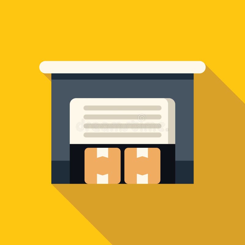 Warehouse Building with Closed Roller Shutter Door and Cardboard Boxes ...