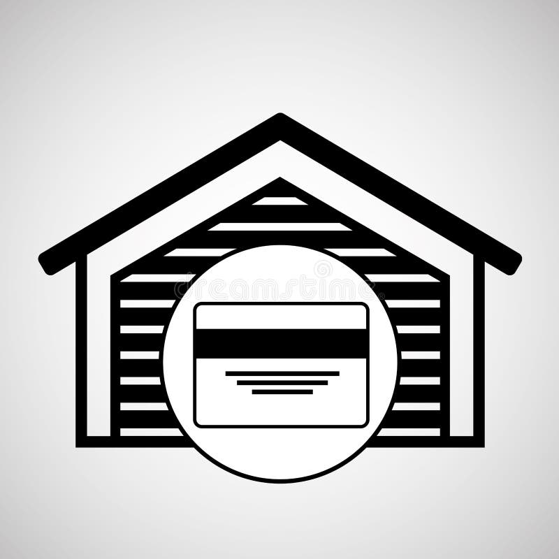 Warehouse Building Credit Card Bank Icon Stock Vector - Illustration of ...