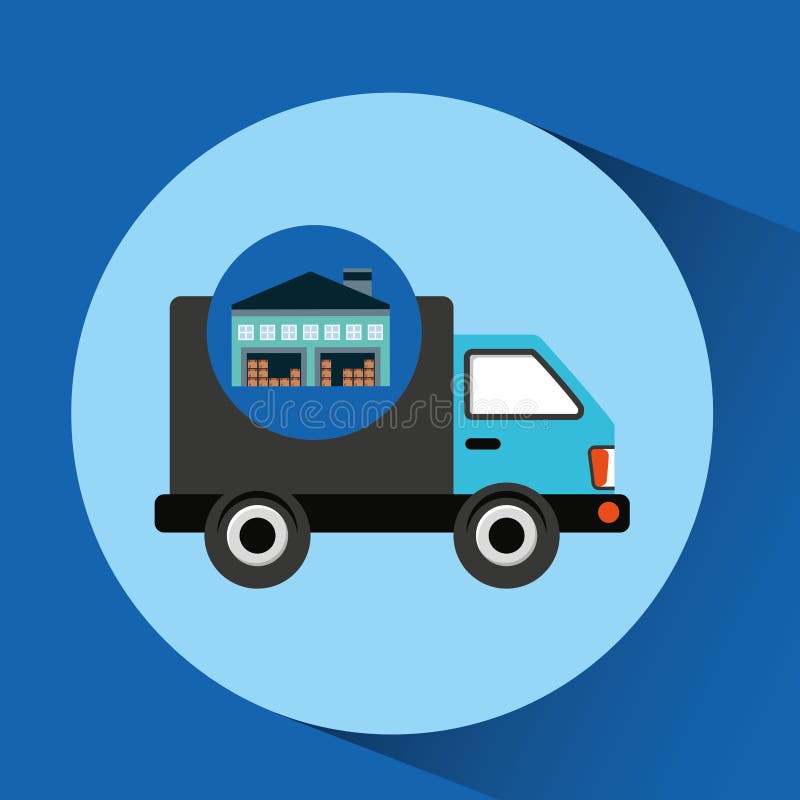 Warehouse Building Delivery Van Service Stock Vector - Illustration of ...