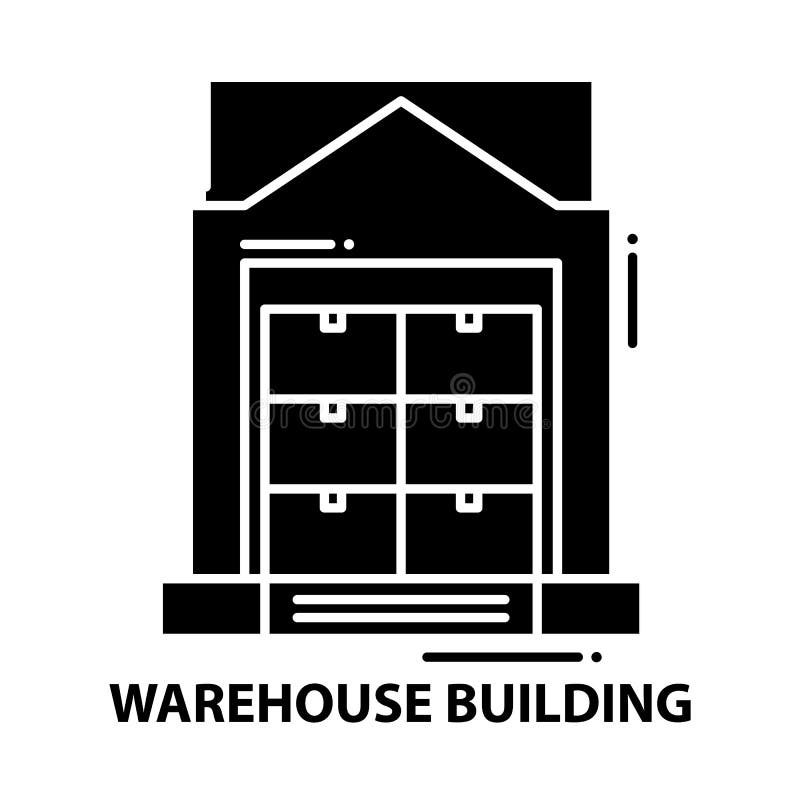 Warehouse Building Icon, Black Vector Sign with Editable Strokes ...