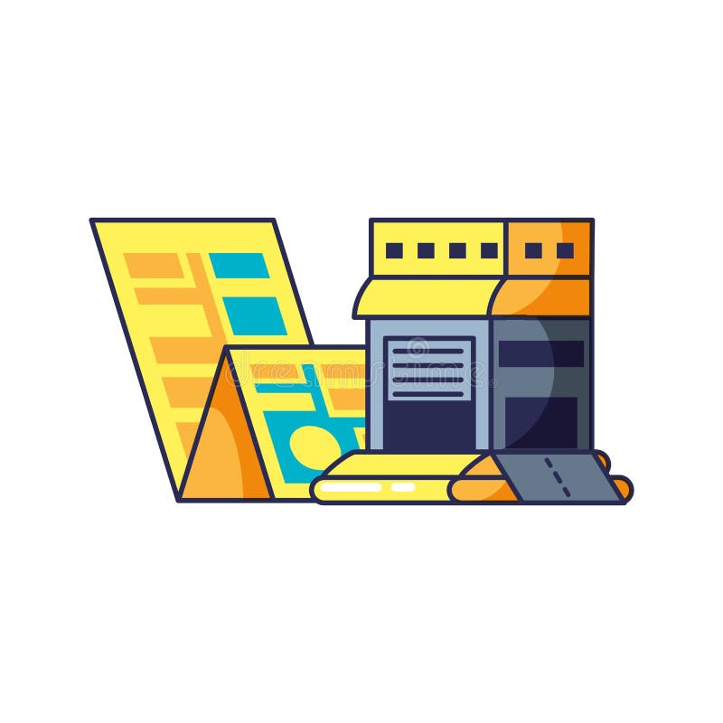 Warehouse Building with Map Guide Location Stock Illustration ...