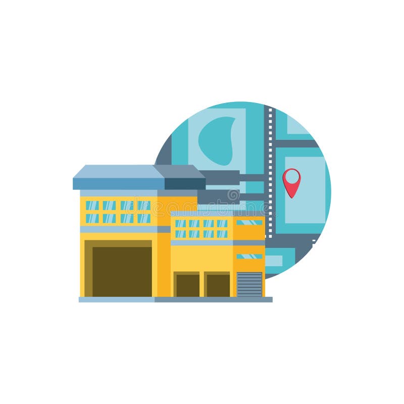Warehouse Building with Map Guide Stock Vector - Illustration of ...