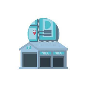 Warehouse Building with Map Guide Stock Vector - Illustration of ...