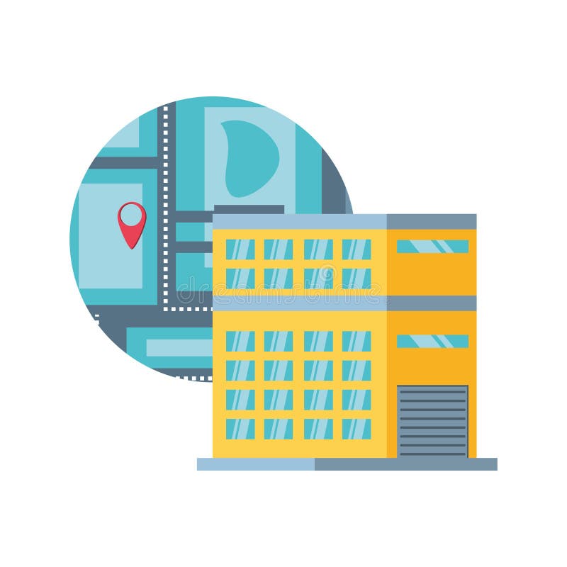 Warehouse Building with Map Guide Stock Vector - Illustration of ...