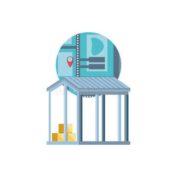 Warehouse Building with Map Guide Stock Vector - Illustration of ...