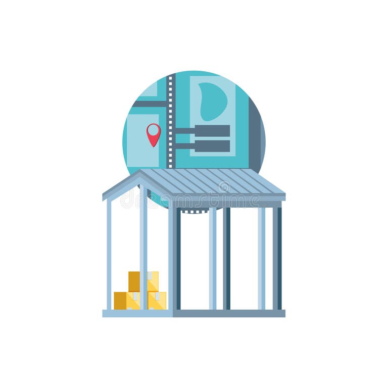 Warehouse Building with Map Guide Stock Vector - Illustration of ...